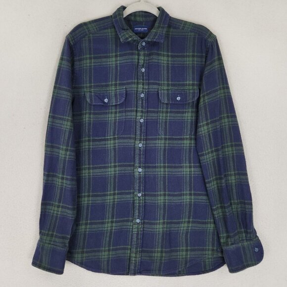 Proper Cloth | Shirts | Proper Cloth Shirt Mens 65 Blue Green Plaid Button Front Flannel Long ...